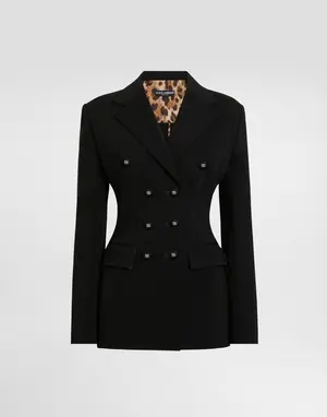 Dolce & Gabbana Double-breasted Turlington Jacket In Jersey Milano Rib Blazers Viscose - Black