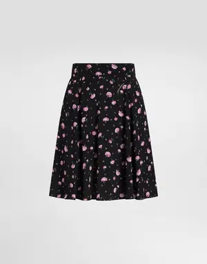 Dolce & Gabbana Carnations-print Silk Canvas Skirt Skirts - Multicolor