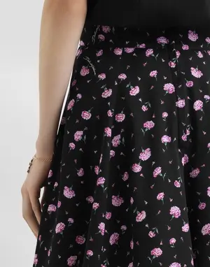 Dolce & Gabbana Carnations-print Silk Canvas Skirt Skirts
