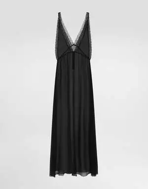 Dolce & Gabbana Long Chiffon Dress Dresses Silk - Black
