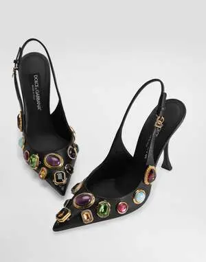 Dolce & Gabbana Slingback With Stone Embroidery Pumps And Slingback Multi-colored