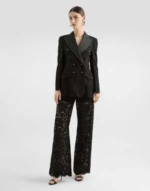 Dolce & Gabbana Flared Branded Stretch Lace Pants Pants And Shorts Lace