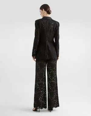 Dolce & Gabbana Flared Branded Stretch Lace Pants Pants And Shorts Lace