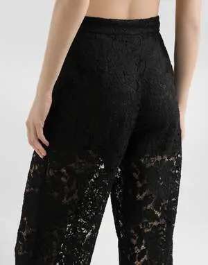 Dolce & Gabbana Flared Branded Stretch Lace Pants Pants And Shorts Lace