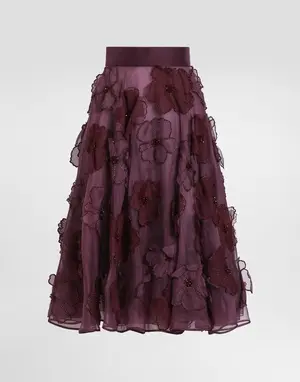 Dolce & Gabbana Organza Midi Circle Skirt With Floral Embroidery Skirts Multi-colored - Multicolor