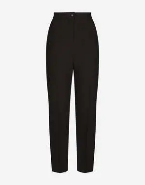 Dolce & Gabbana Wool Pants With Duchesse Tuxedo Band Pants And Shorts Fabric - Black