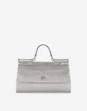 Dolce & Gabbana Satin Sicily Bag With Fusible Rhinestones Handbags Viscose - Silver