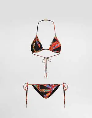Dolce & Gabbana Carretto-print Triangle Bikini� Swimwear - Multicolor