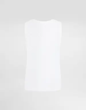 Dolce & Gabbana Diamond-pattern Perforated Cotton Tank Top Sweaters And Cardigans