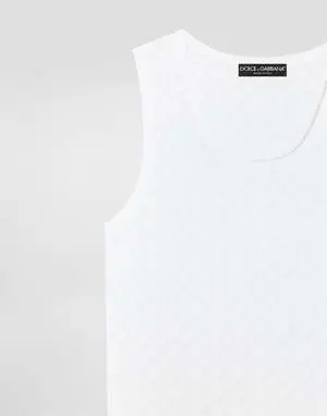 Dolce & Gabbana Diamond-pattern Perforated Cotton Tank Top Sweaters And Cardigans