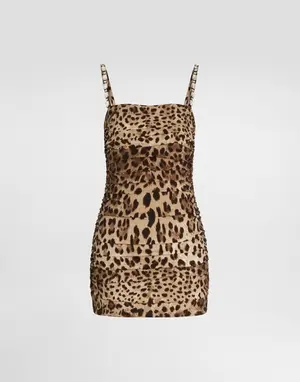 Dolce & Gabbana Leo- Charmeuse Dress Dresses Animal Silk - Print