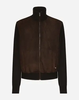 Dolce & Gabbana High-necked Leather And Wool Jacket Coats And Jackets - Brown