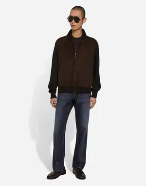 Dolce & Gabbana High-necked Leather And Wool Jacket Coats And Jackets