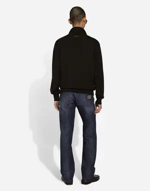 Dolce & Gabbana High-necked Leather And Wool Jacket Coats And Jackets
