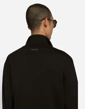 Dolce & Gabbana High-necked Leather And Wool Jacket Coats And Jackets