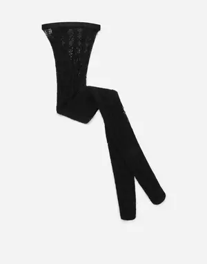 Dolce & Gabbana Openwork Cotton Tights Socks And Tights - Black