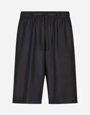 Dolce & Gabbana Embroidered Silk Jogging Shorts Pants And Shorts - Blue