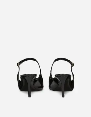 Dolce & Gabbana Polished Calfskin Slingbacks With Dg Logo
