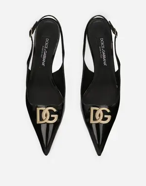 Dolce & Gabbana Polished Calfskin Slingbacks With Dg Logo