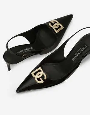 Dolce & Gabbana Polished Calfskin Slingbacks With Dg Logo