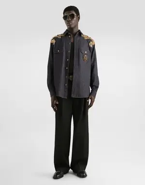 Dolce & Gabbana Denim Shirt With Patches Denim Multi-colored