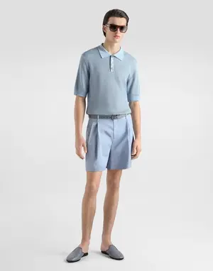 Dolce & Gabbana Light Blue Cotton Pleated Shorts - Azure