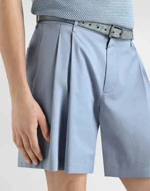 Dolce & Gabbana Light Blue Cotton Pleated Shorts - Azure