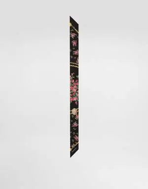 Dolce & Gabbana Small Rose Bouquets-print Silk Twill Bandeau 6x100 Scarves And Silks - Multicolor