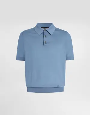 Dolce & Gabbana Silk Polo Shirt Sweaters And Cardigans - Azure