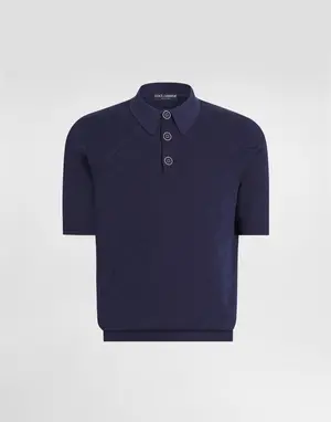 Dolce & Gabbana Silk Polo Shirt Sweaters And Cardigans - Blue
