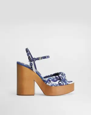 Dolce & Gabbana Dg Exclusive Majolica-print Wedge Sandal Sandals And Wedges - Multicolor