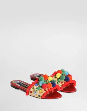 Dolce & Gabbana Majolica-print Brocade Flat Slippers - Multicolor