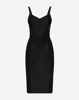 Dolce & Gabbana Satin And Lace Calf-length Corset Dress Dresses - Black