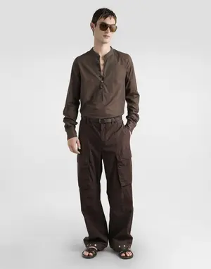 Dolce & Gabbana Mandarin Shirt In Cotton Canvas Shirts