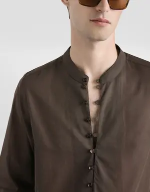 Dolce & Gabbana Mandarin Shirt In Cotton Canvas Shirts