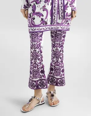 Dolce & Gabbana Majolica Print Silk Trousers