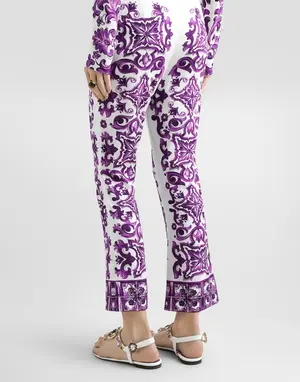 Dolce & Gabbana Majolica Print Silk Trousers