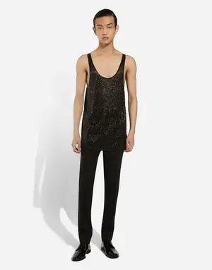Dolce & Gabbana Embroidered Silk Singlet T-shirts And Polos Multi-colored