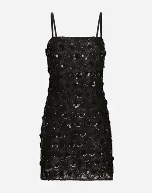 Dolce & Gabbana Short Dress With Sequin Embellisht Dresses - Black