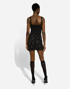 Dolce & Gabbana Short Dress With Sequin Embellisht Dresses