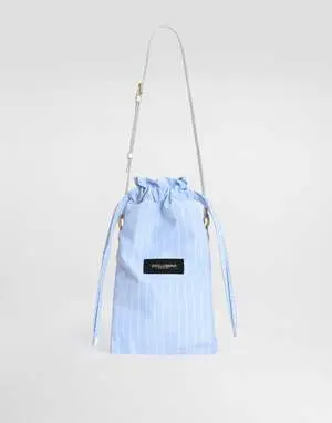 Dolce & Gabbana Essenza Bag In Striped Poplin Shoulder And Crossbody Bags - Azure