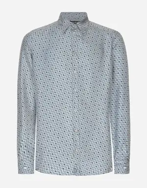 Dolce & Gabbana Silk Martini-fit Shirt With Tie Print Shirts - #n/a