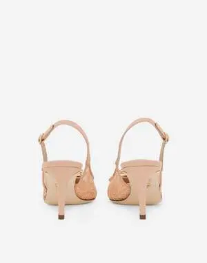 Dolce & Gabbana Slingback Lace Pumps With Brooch Detail - Pink