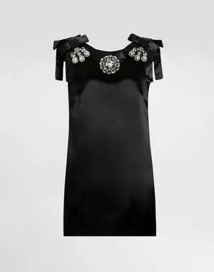 Dolce & Gabbana Stretch Satin Dress Dresses Satin - Black