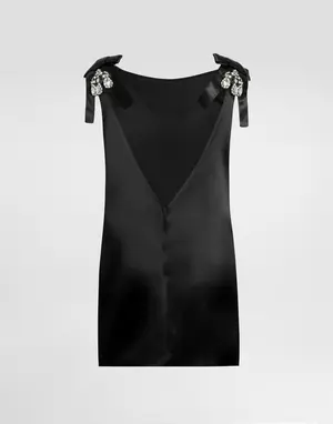 Dolce & Gabbana Stretch Satin Dress Dresses Satin - Black