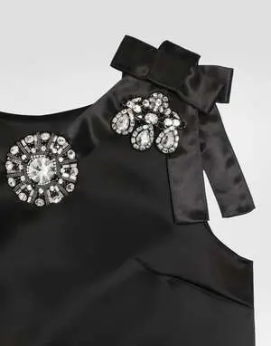 Dolce & Gabbana Stretch Satin Dress Dresses Satin - Black