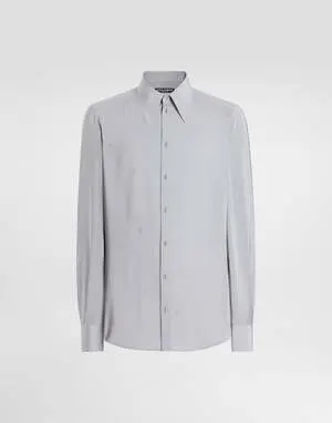 Dolce & Gabbana Gold Shirt In Silk Jacquard Shirts - Grey