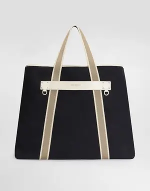 Dolce & Gabbana Atene Shopping Bag In Cotton And Smooth Calfskin - Multicolor