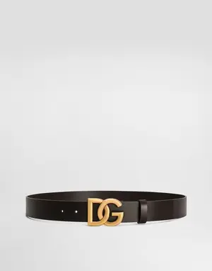Dolce & Gabbana Lux Leather Belt With Crossover Dg Logo Buckle Belts Multi-colored Leather - Multicolor