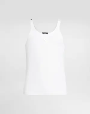 Dolce & Gabbana Cotton Tank Top With Embroidery T-shirts And Polos - White
